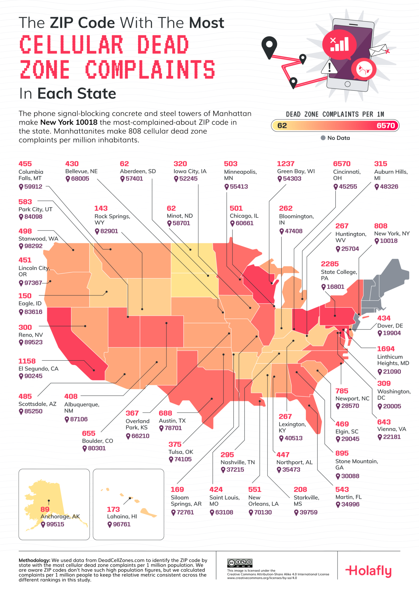 The U.S. Cities with the Most Cell Signal Dead Zone Complaints - Holafly